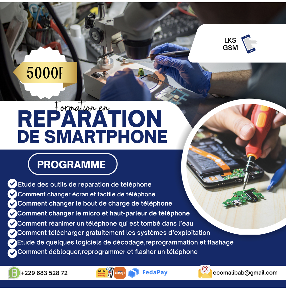 FedaPay - FORMATION EN RÉPARATION DE TÉLÉPHONE