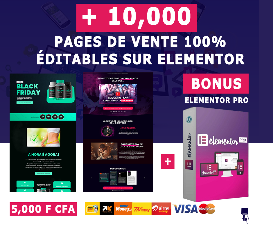 FedaPay - Pack de 10000 pages de vente + Elementor PRO